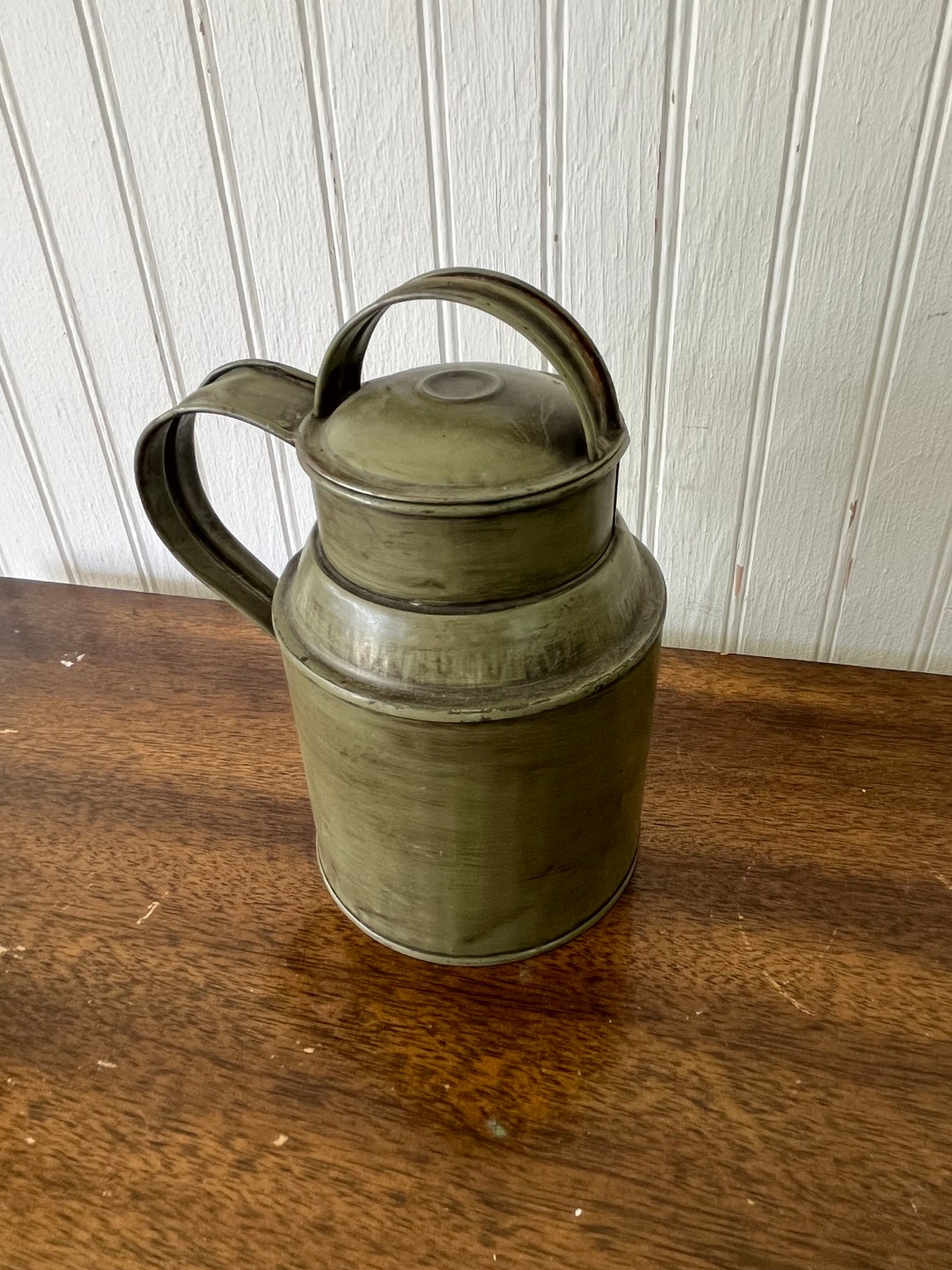 Antique Tin Milk Pail With Handle and Lid - Primitive Kitchen Container ...
