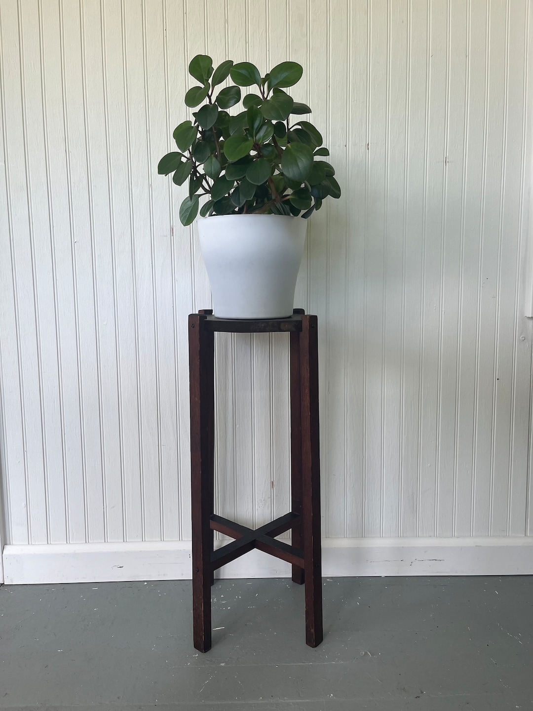Vintage Wooden Craftsman Table - Rustic Plant Stand - Tall Wooden Plant ...