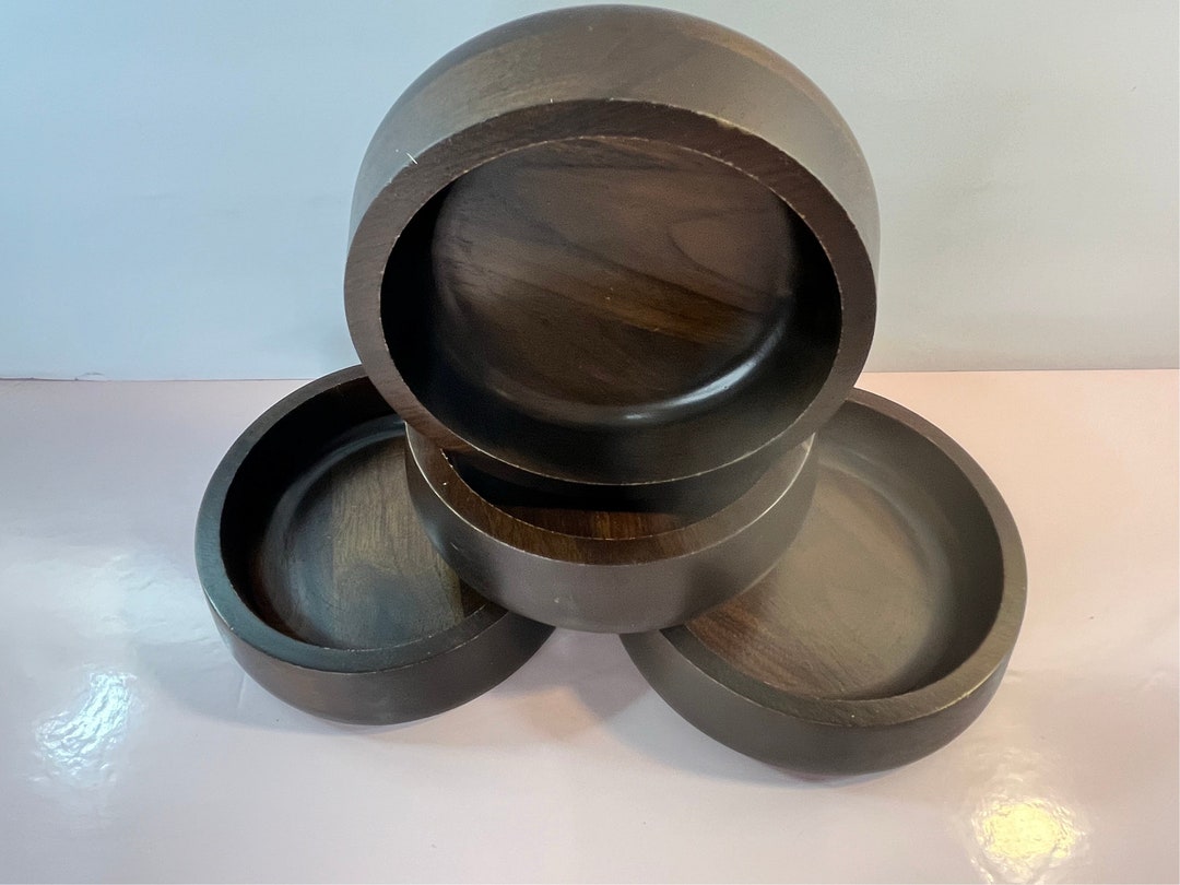 Vintage Vermillion Walnut Bowls Set of 4 Salad Bowls Rustic Home Décor ...
