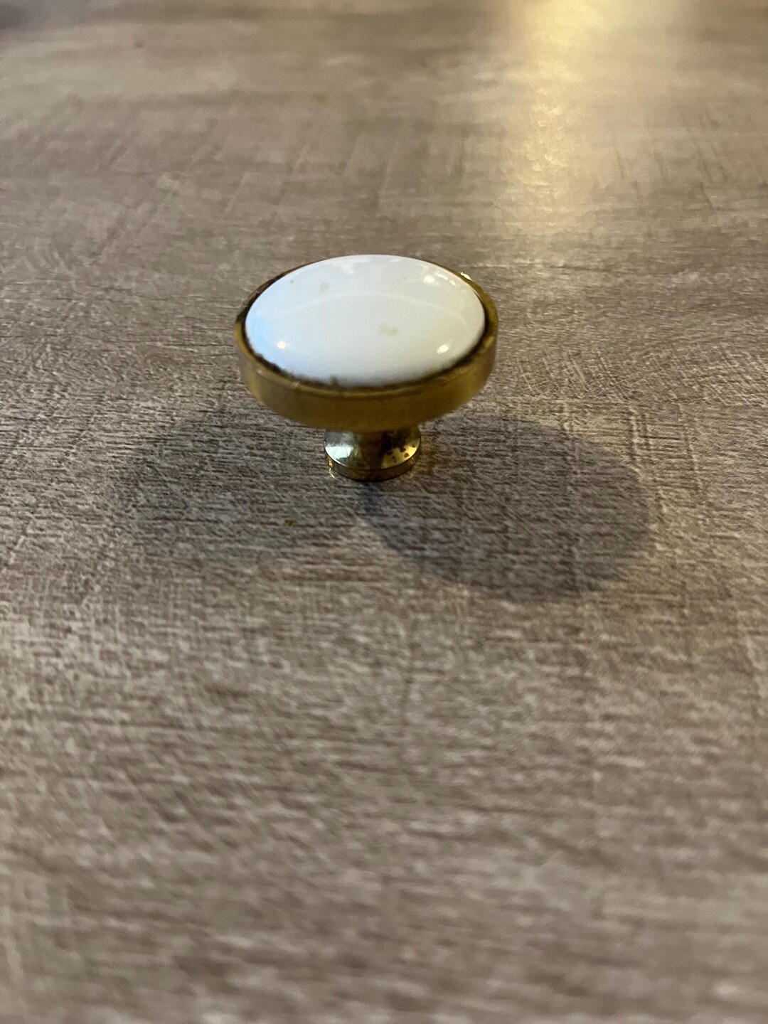 Vintage White Porcelain and Brass Metal Drawer Knob - Individually ...