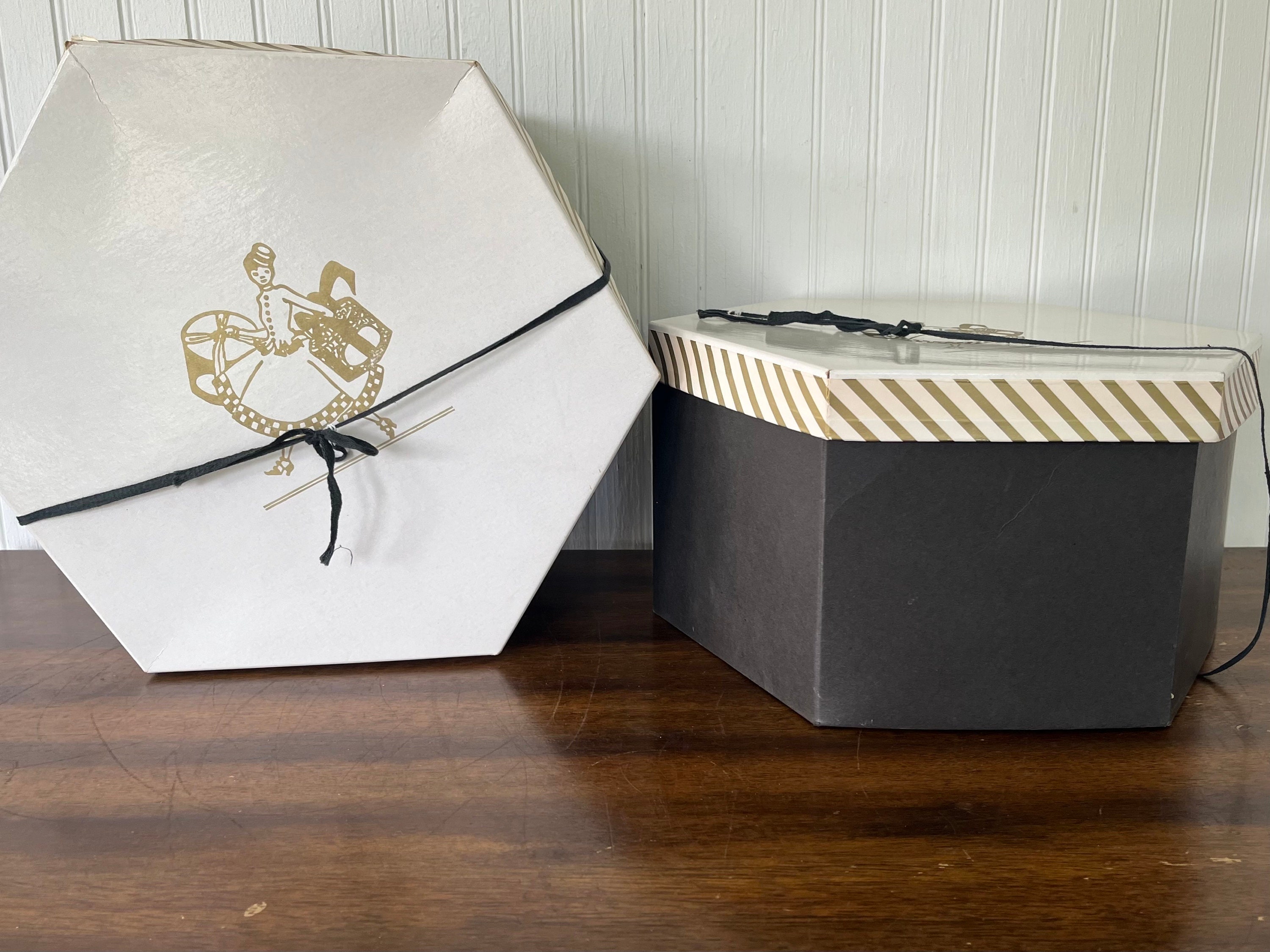 Art Deco Hat Box Vintage Hat Box Adorable Black White and Gold Vintage ...