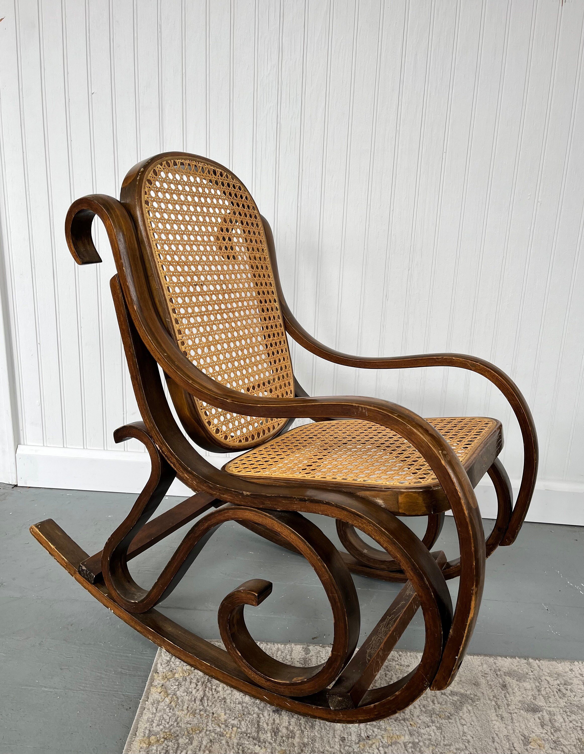 Vintage Childrens Mid-century Modern Thonet Style Bentwood Rocker With ...