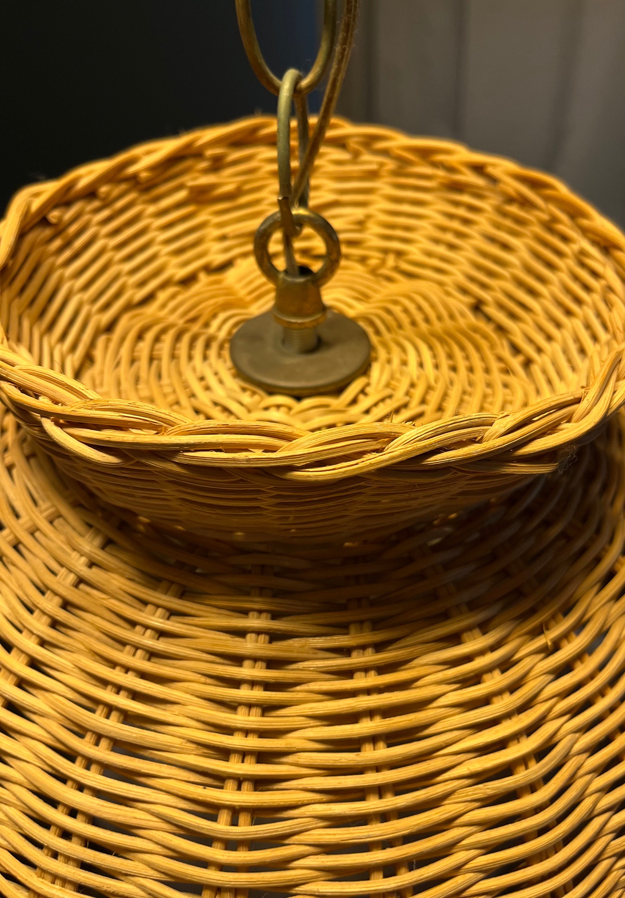 Vintage Wicker Hanging Swag Light, Cottage Decor, Sunroom, Wicker Decor ...