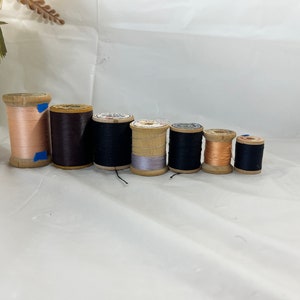 Timeless Treasures: Vintage Thread Set 7 Spools on Antique Wooden ...