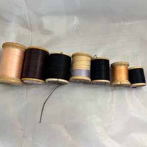 Timeless Treasures: Vintage Thread Set 7 Spools on Antique Wooden ...