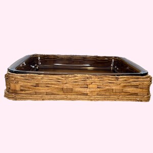 Farmhouse Vintage Pyrex Wicker Rattan Basket Tray 9x13 Amber Pyrex ...