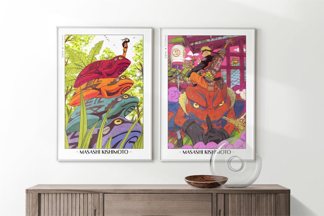 Anime Poster Set of 2 | Framed Masashi Kishimoto Art Prints - Etsy