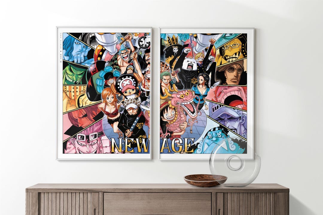 Set of 2 Shonen Anime Poster | Eiichiro Oda Art Print, Japanese Manga ...