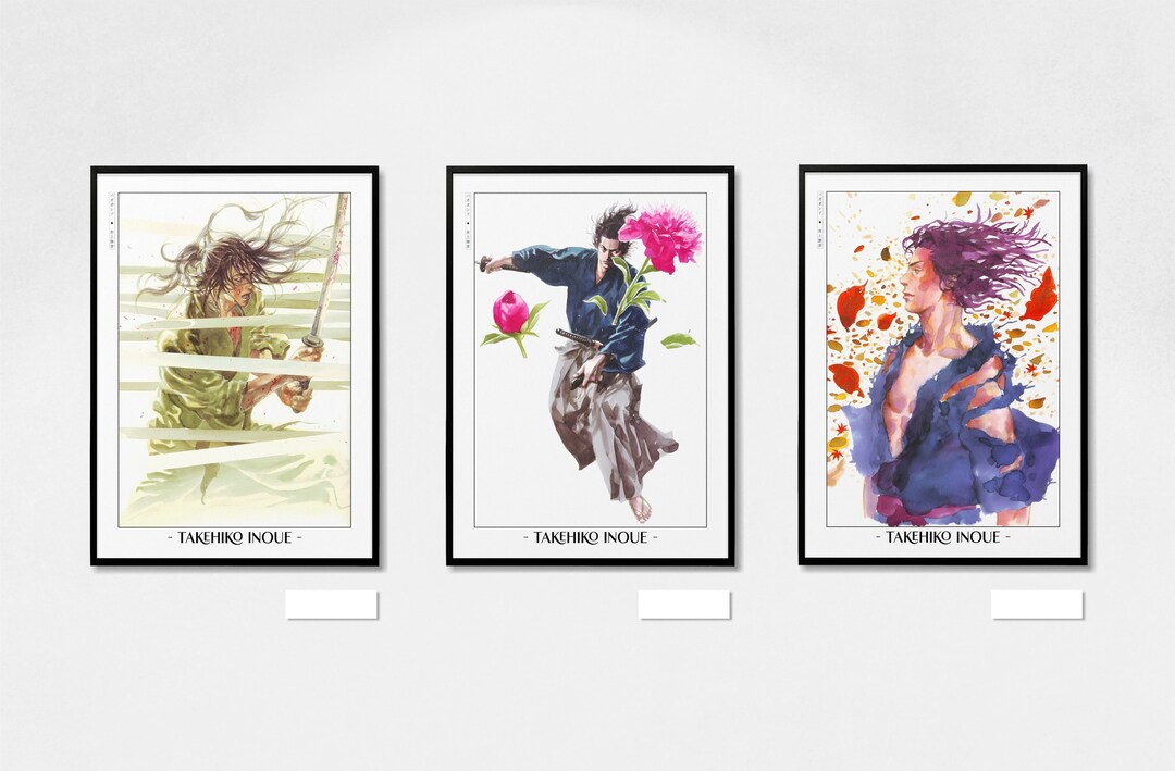 Set of 3 Vagabond Manga Wall Art Manga Gift Ideas, Samurai Art Decor ...
