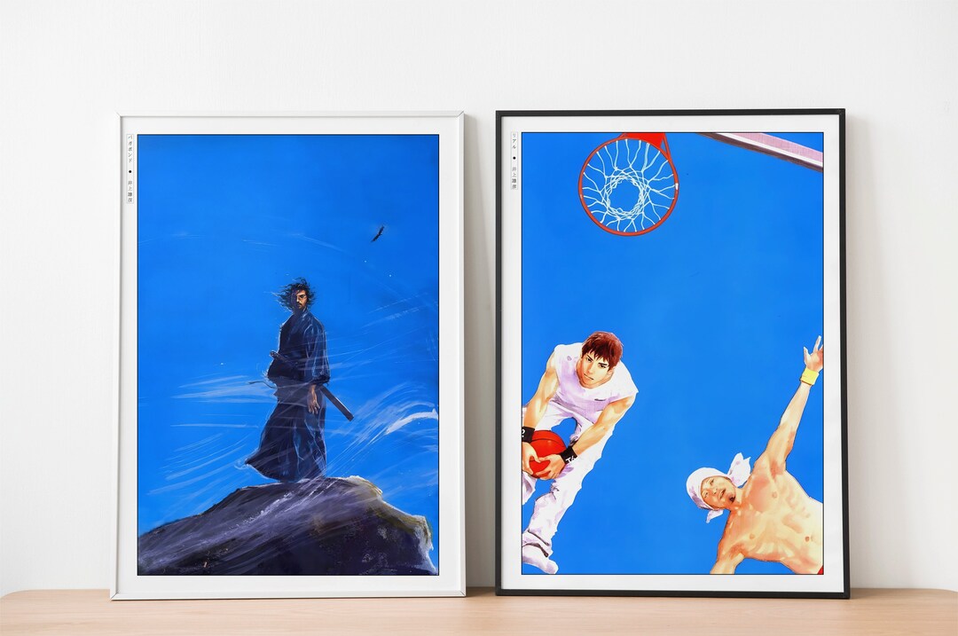 Set of 2 Vagabond X Real Manga Wall Art Manga Artwork, Basketball Print ...