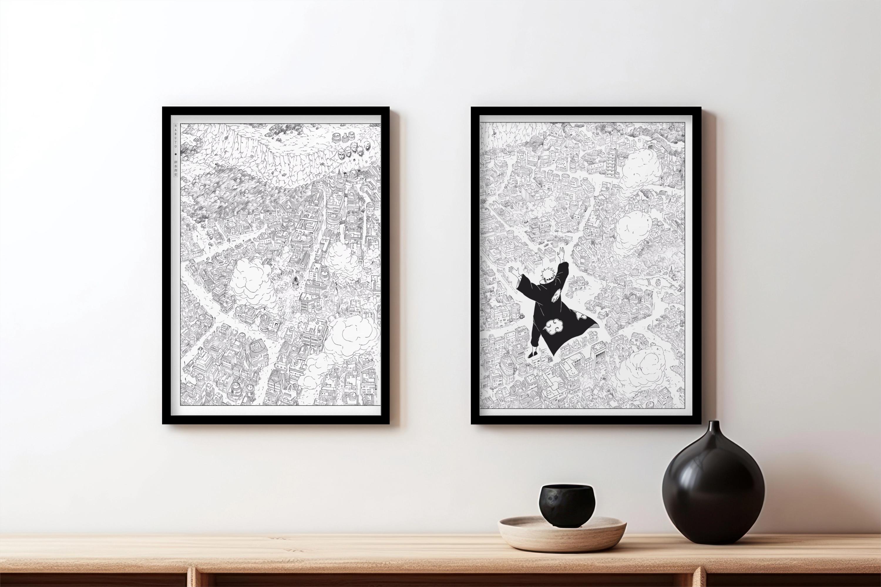 Anime Poster Set of 2 | Framed Masashi Kishimoto Art Prints - Etsy