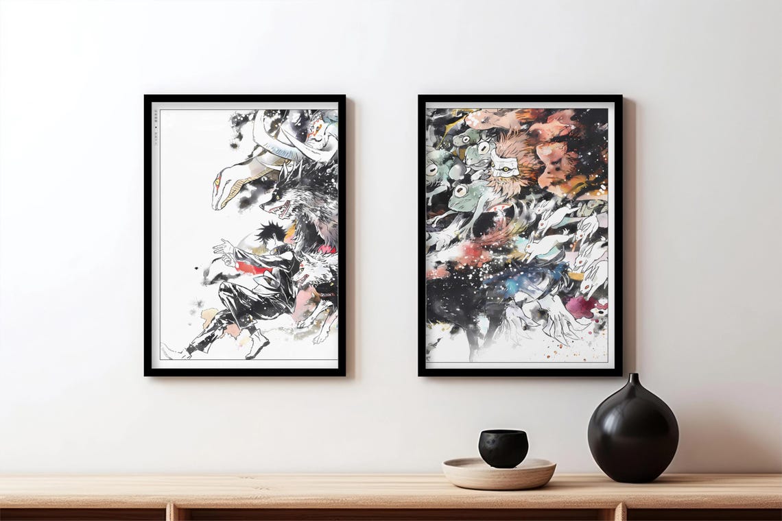 JJK Anime Poster Set of 2 | Framed Gege Akutami Art Prints - Etsy