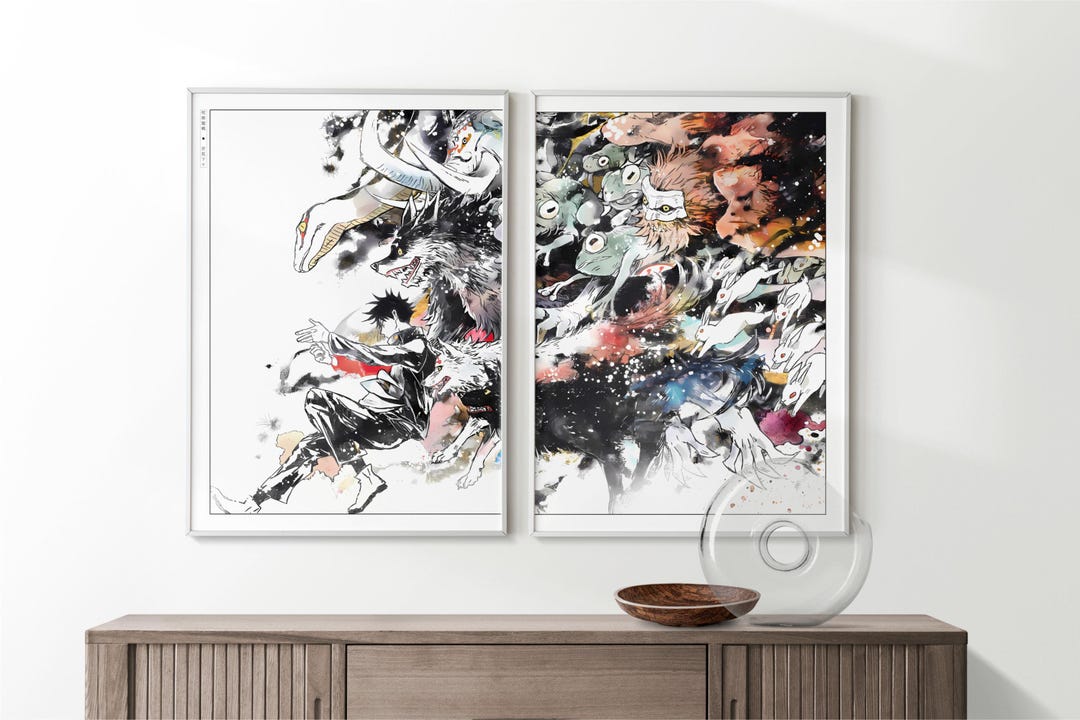 JJK Anime Poster Set of 2 | Framed Gege Akutami Art Prints - Etsy