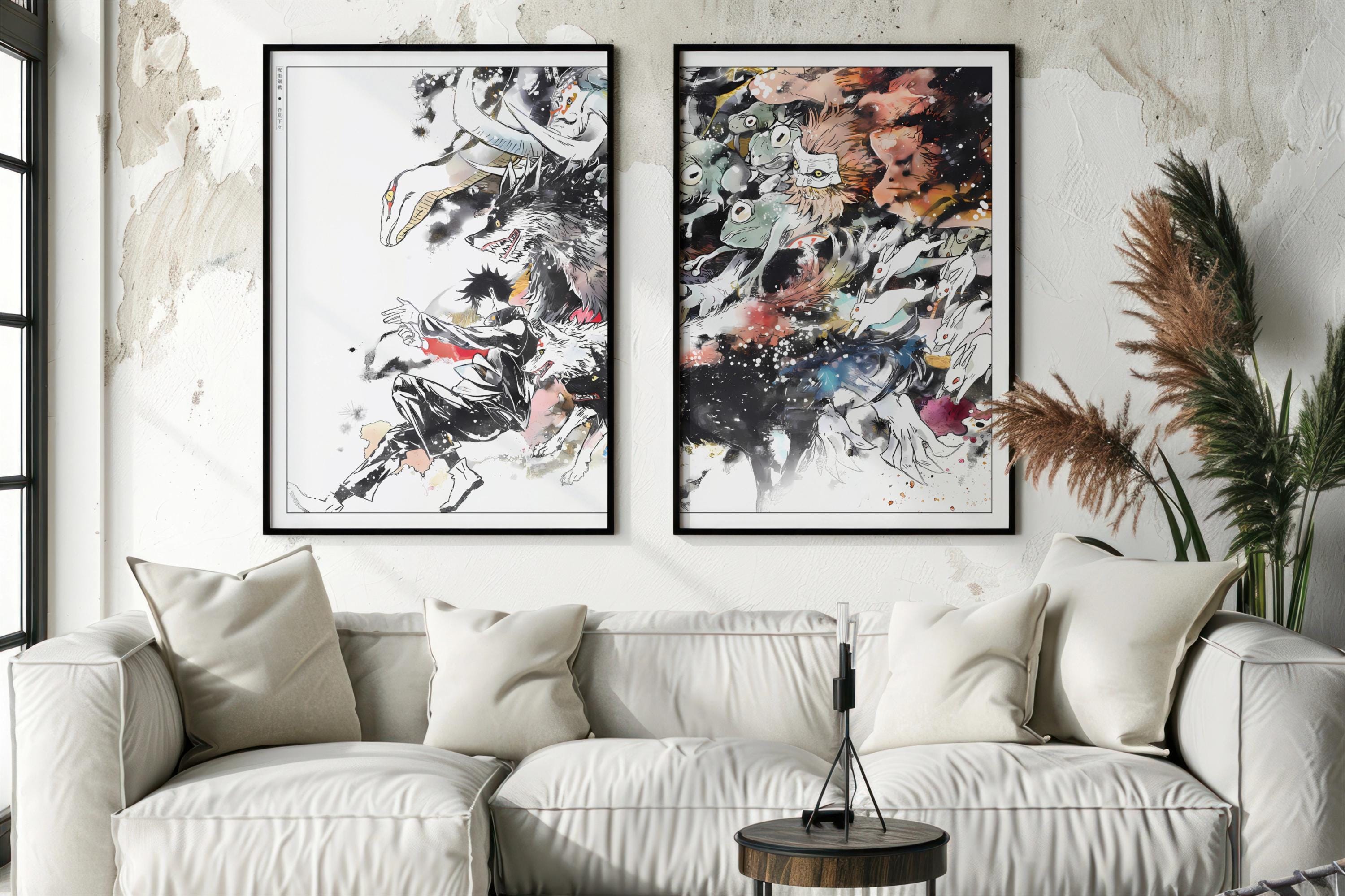 JJK Anime Poster Set of 2 | Framed Gege Akutami Art Prints - Etsy