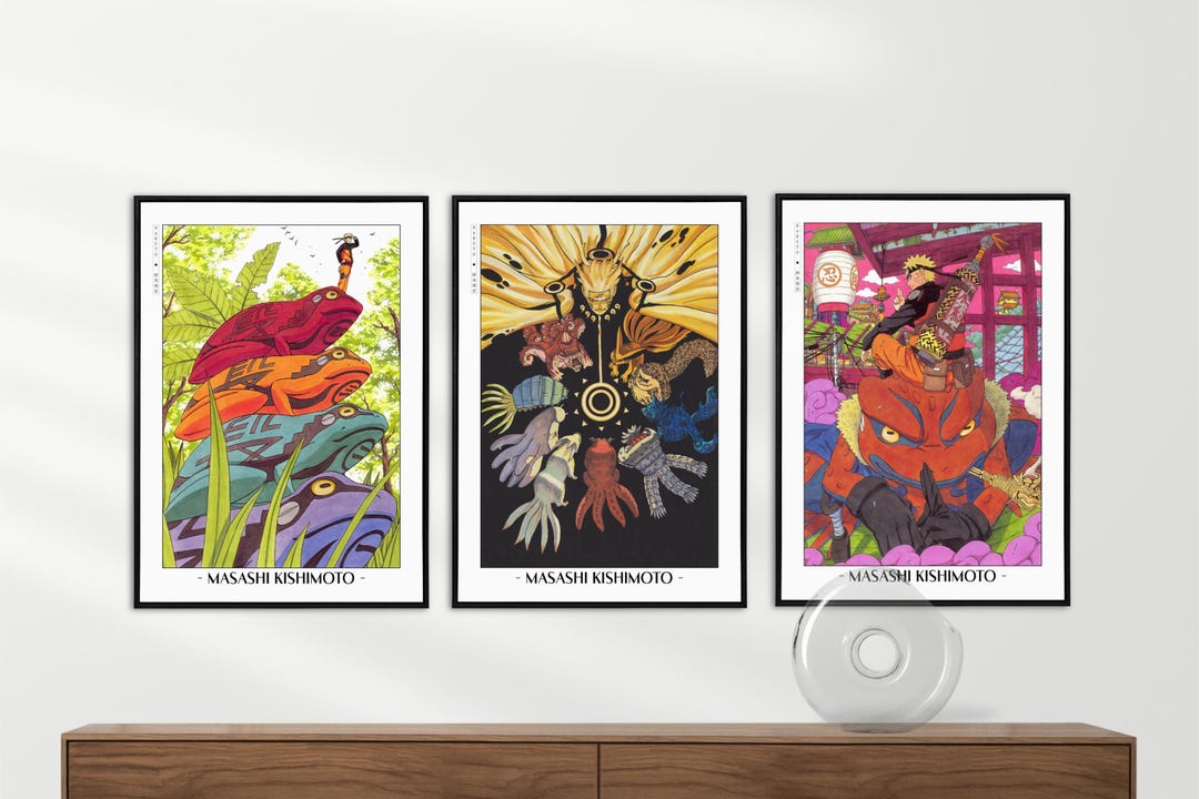 Set of 3 Shonen Anime Poster | Masashi Kishimoto Art Print, Japanese ...