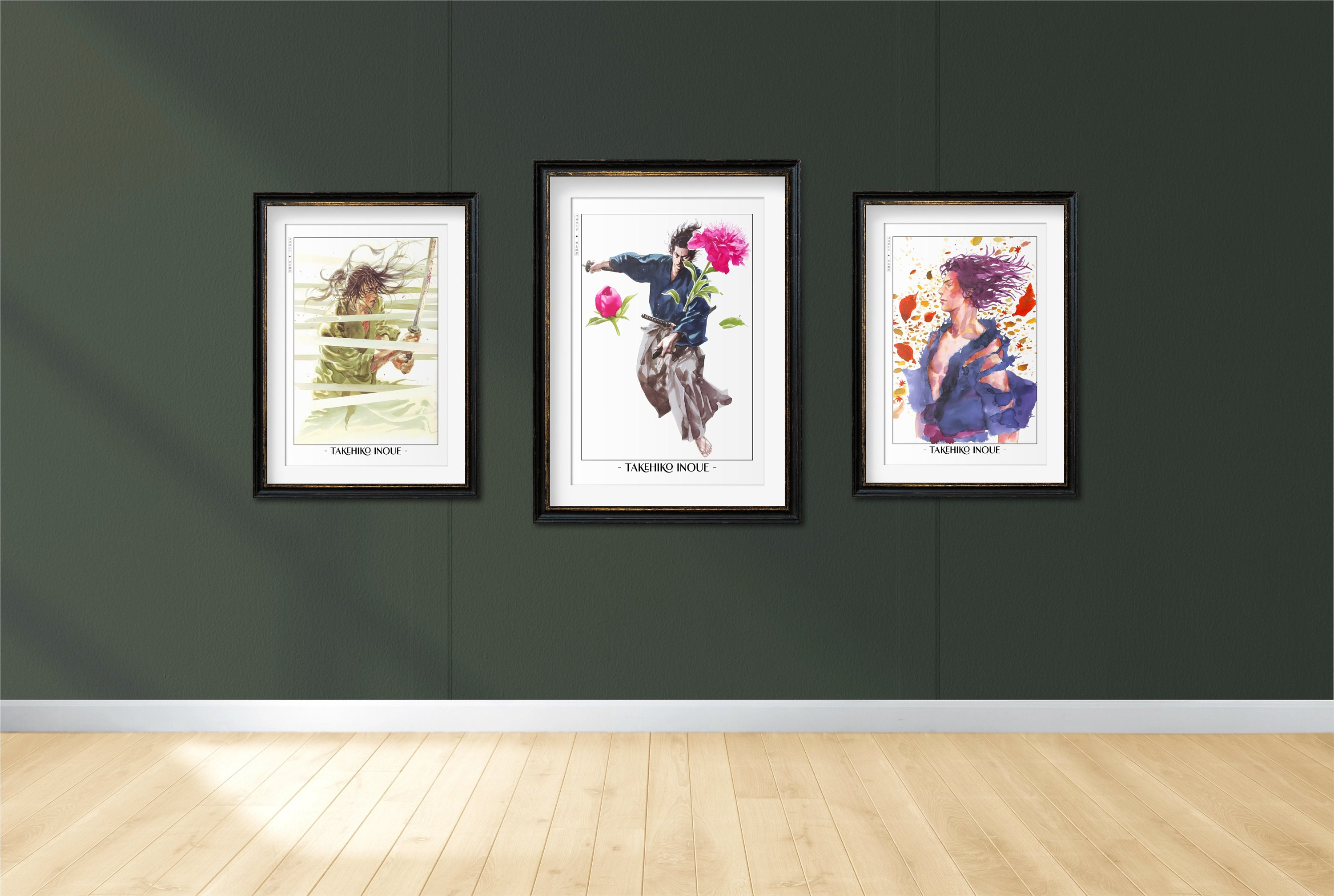 Set of 3 Vagabond Manga Wall Art Manga Gift Ideas, Samurai Art Decor ...