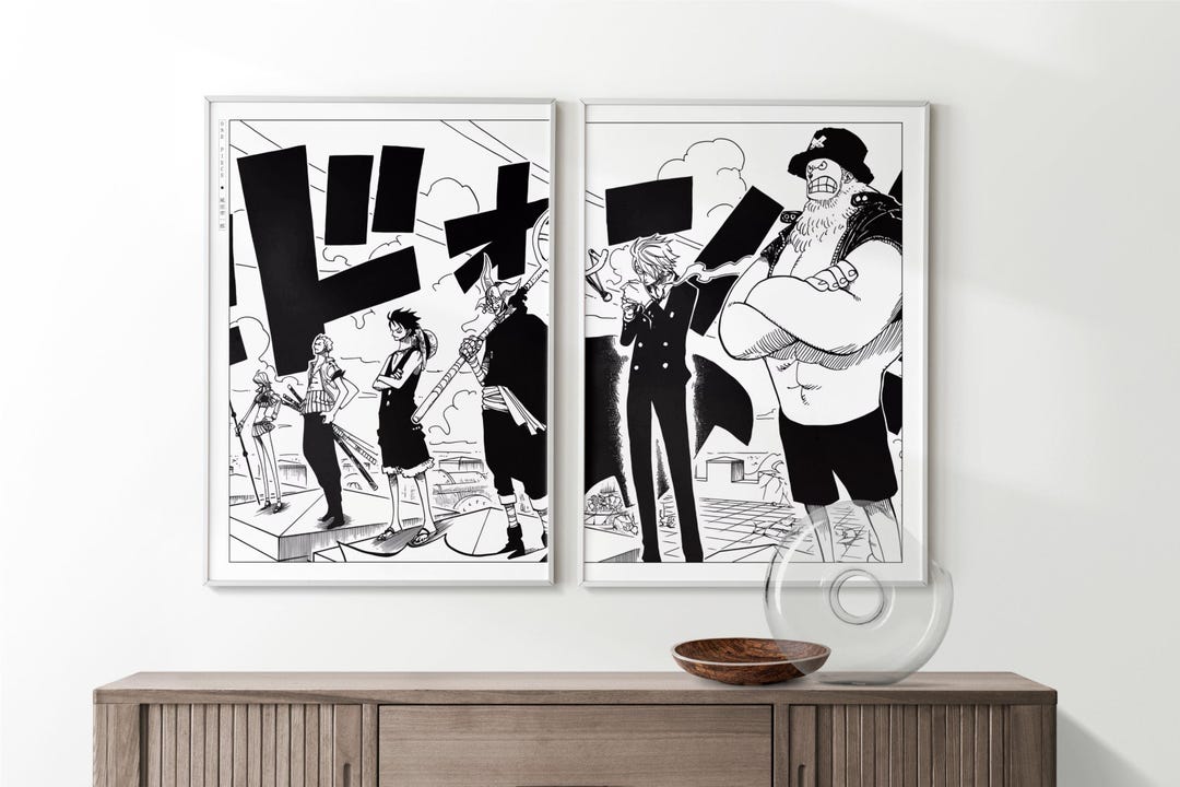 Set of 2 Shonen Anime Poster | Eiichiro Oda Art Print, Japanese Manga ...