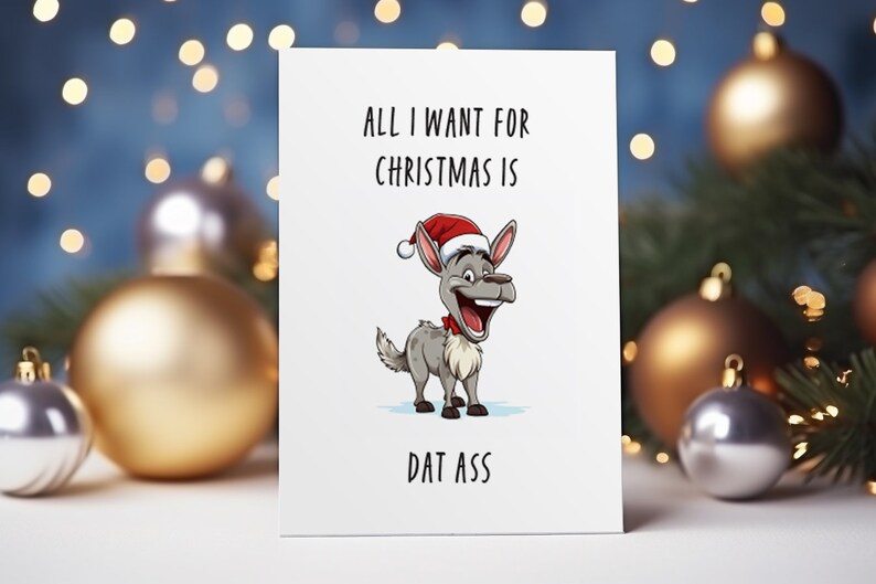 All I Want for Christmas is Dat Ass Folded Christmas Card Innapropriate ...