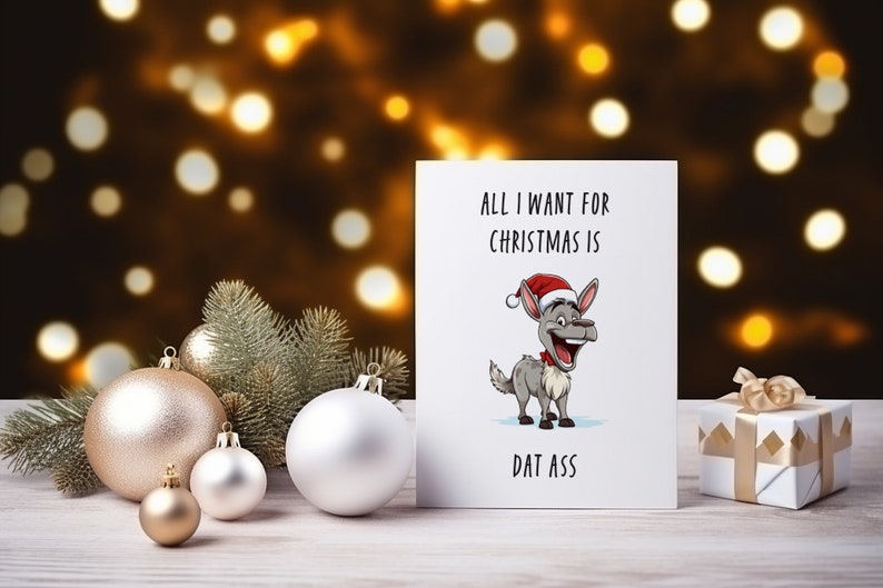 All I Want for Christmas is Dat Ass Folded Christmas Card Innapropriate ...