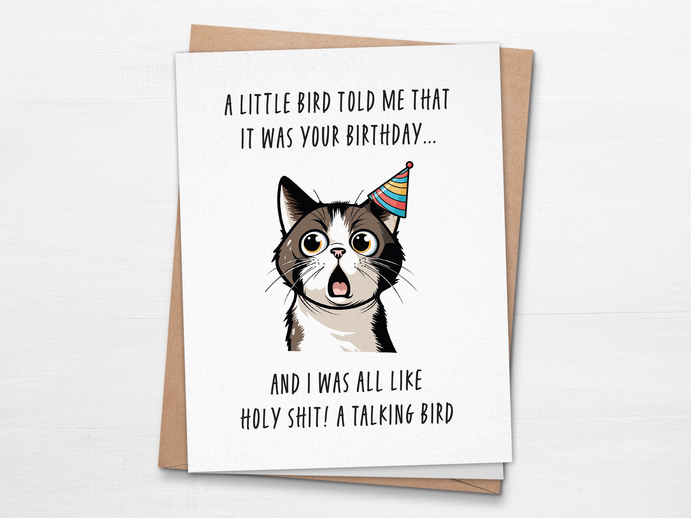 A Little Bird Told Me Birthday Card Funny Cat Greeting Card - Etsy