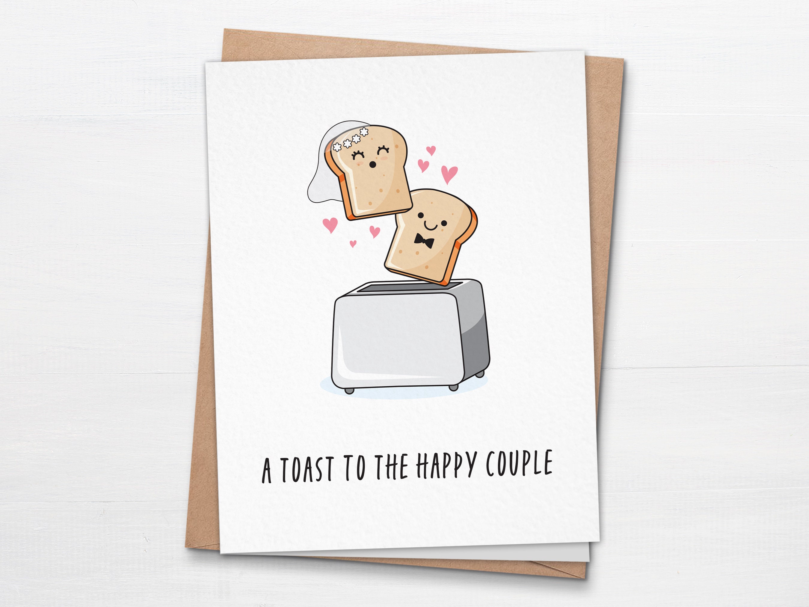 A Toast to the Happy Couple Folded Wedding Card Cute Congratulations ...