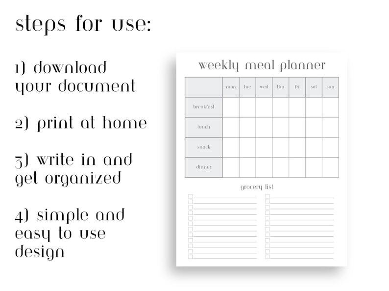 Digital Weekly Meal Planner and Grocery Shopping List | Compatible With ...