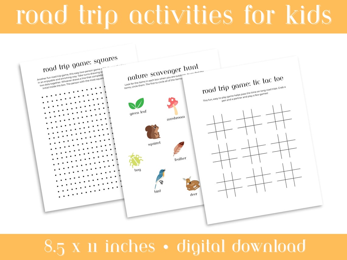 Family Road Trip Printable Activities and Games 8 Fun Summer Vacation ...
