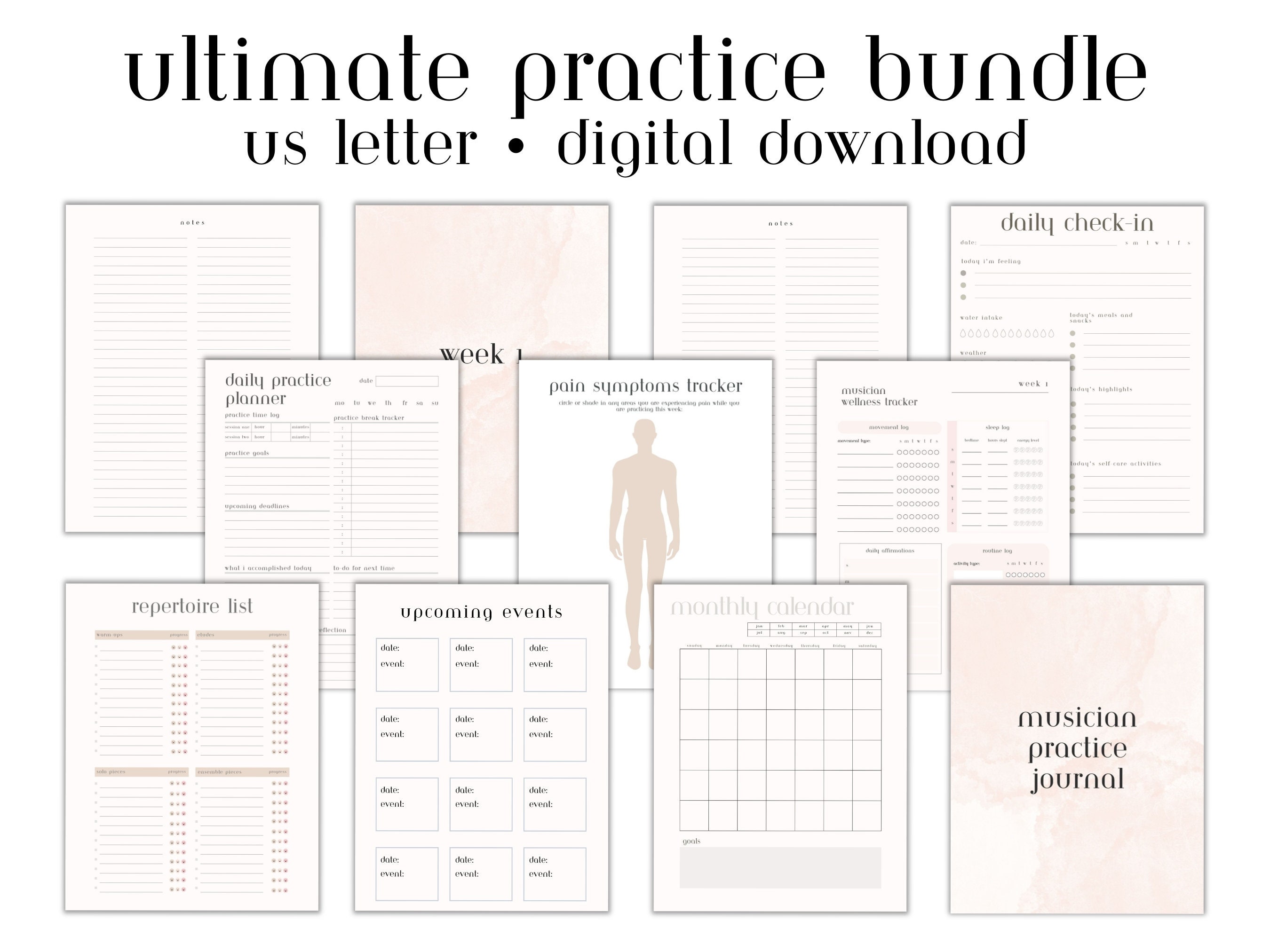 100+ Page Digital Planner and Practice Journal for Musicians ...
