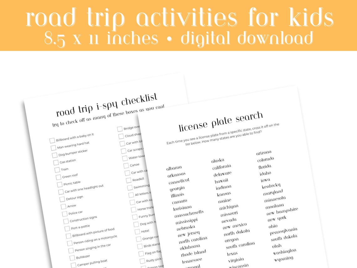 Family Road Trip Printable Activities and Games 8 Fun Summer Vacation ...