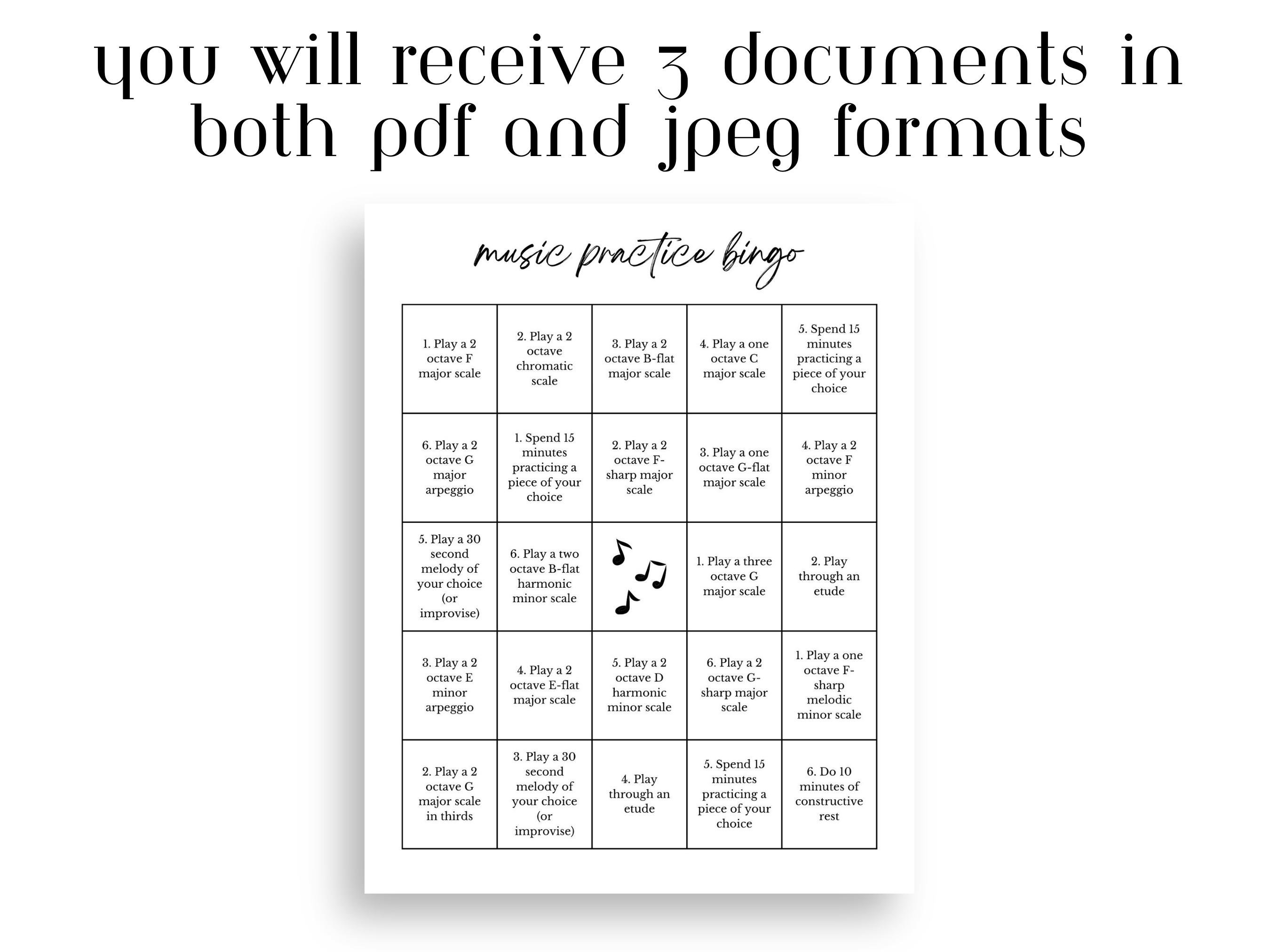 Music Practice Bingo | Printable Bingo Game With Instructions and Pre ...