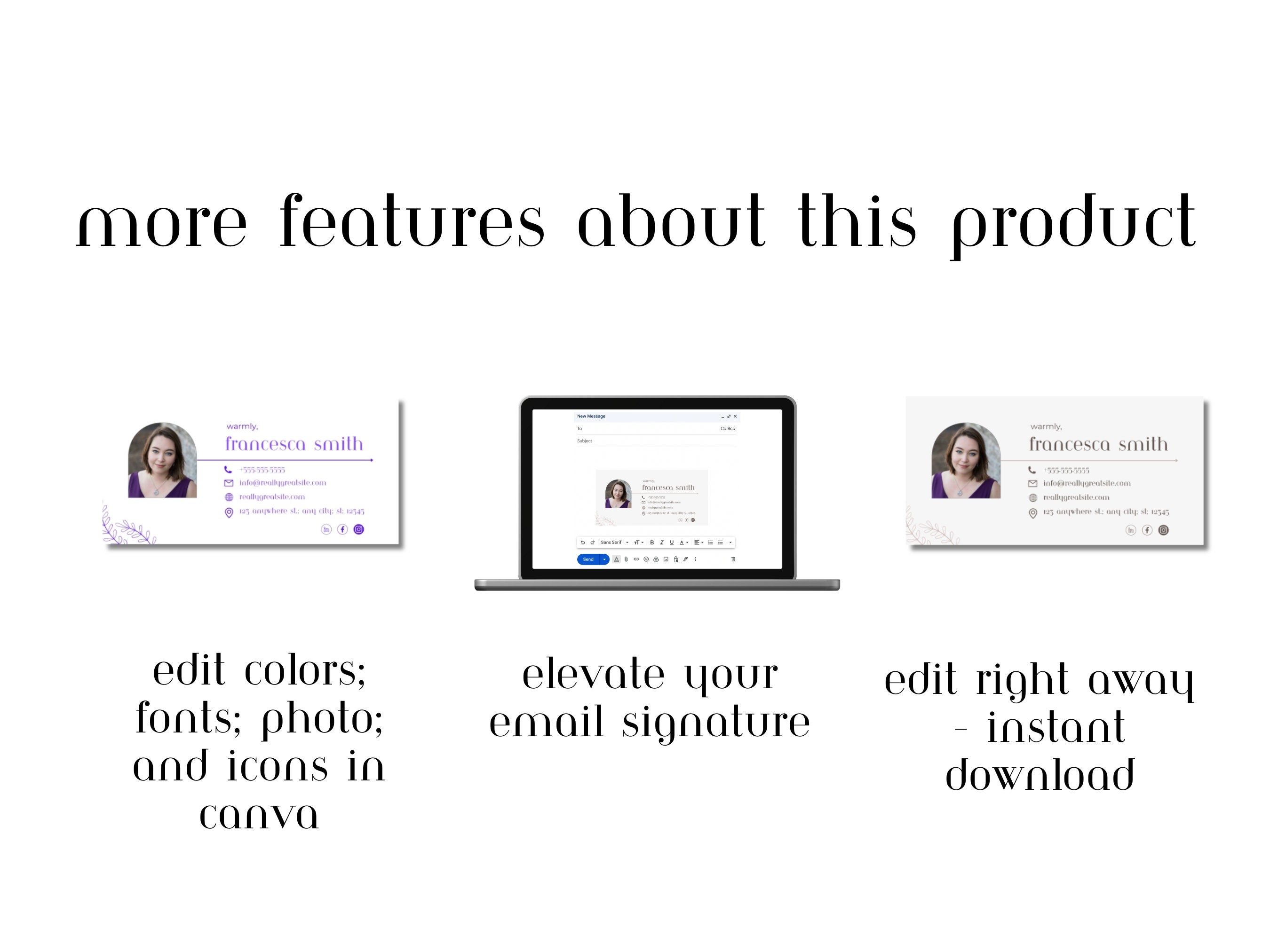 Email Signature Template With Photo and Social Media Icons | Editable ...