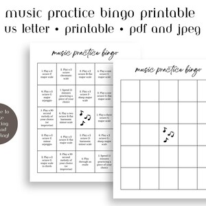 Music Practice Bingo | Printable Bingo Game With Instructions and Pre ...