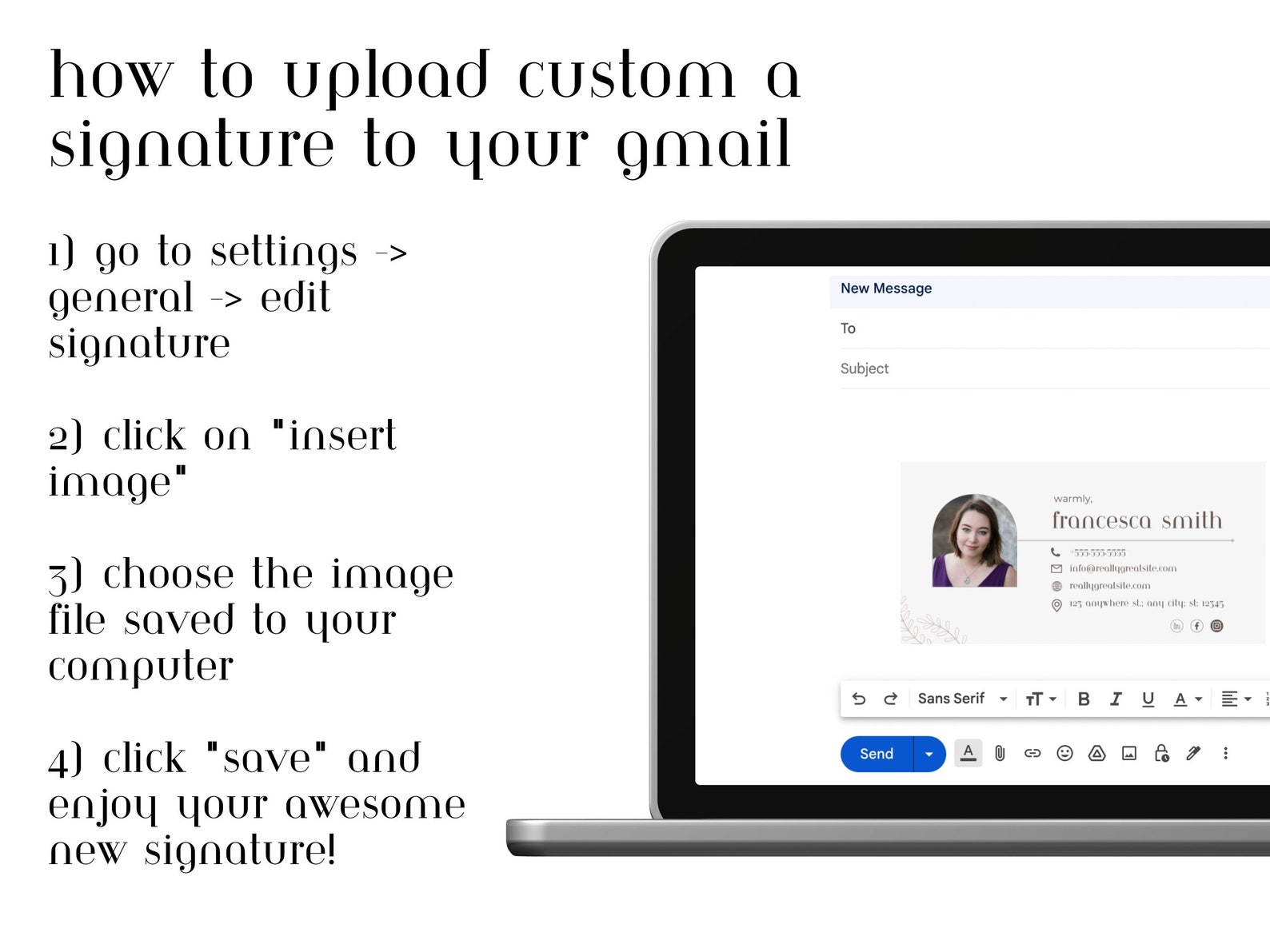 Email Signature Template With Photo and Social Media Icons | Editable ...