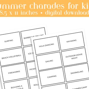 Printable Summer Charades for Kids | Sunshine Charades | Summer Break ...