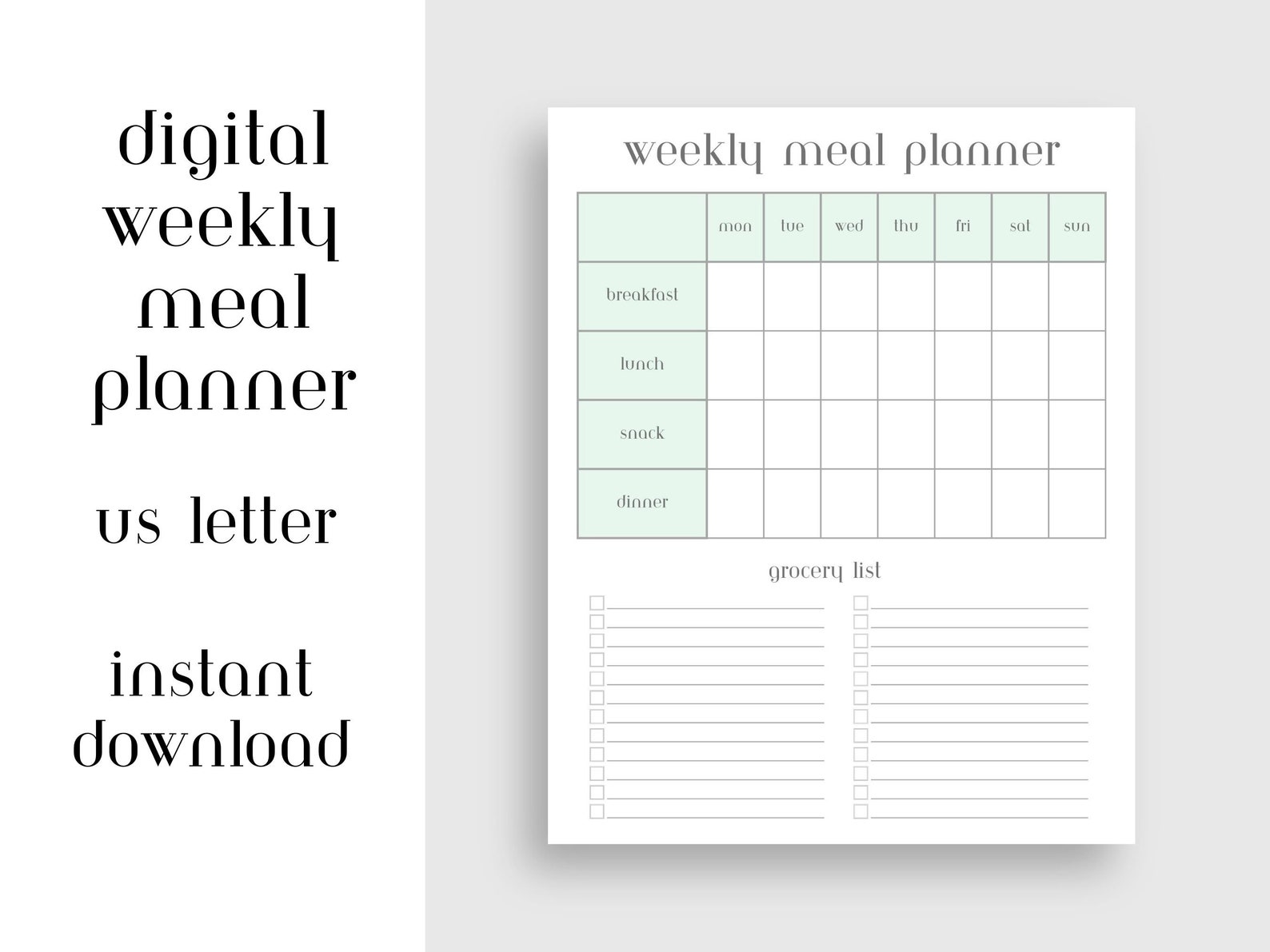 Digital Weekly Meal Planner and Grocery Shopping List | Compatible With ...