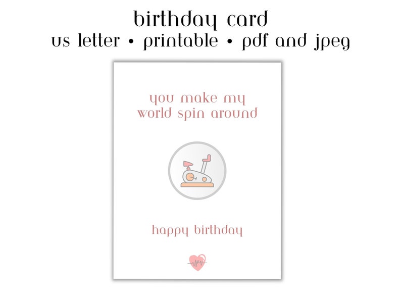 Printable Birthday Card for Spin Class Lovers | Romantic Birthday ...
