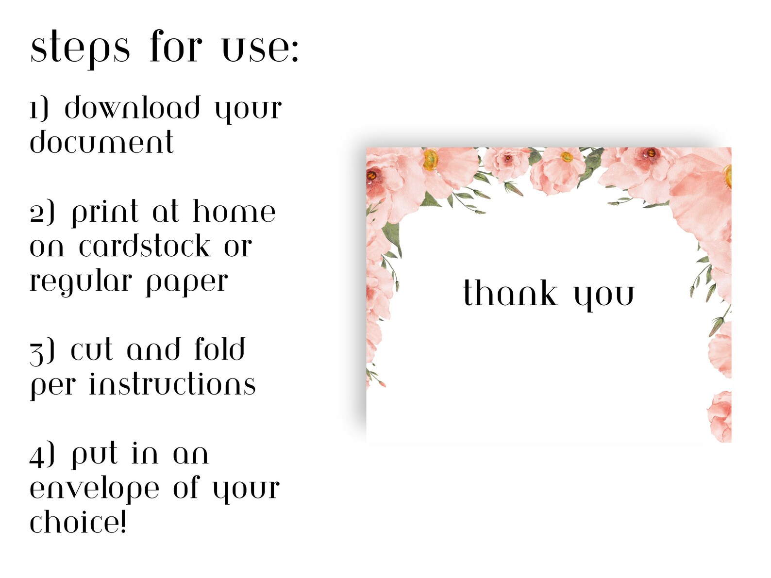 Thank You Card Printable | General Thank You Card | Digital Card ...