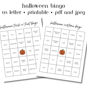 Halloween Bingo Cards | Halloween Trick or Treat and Costume Bingo ...