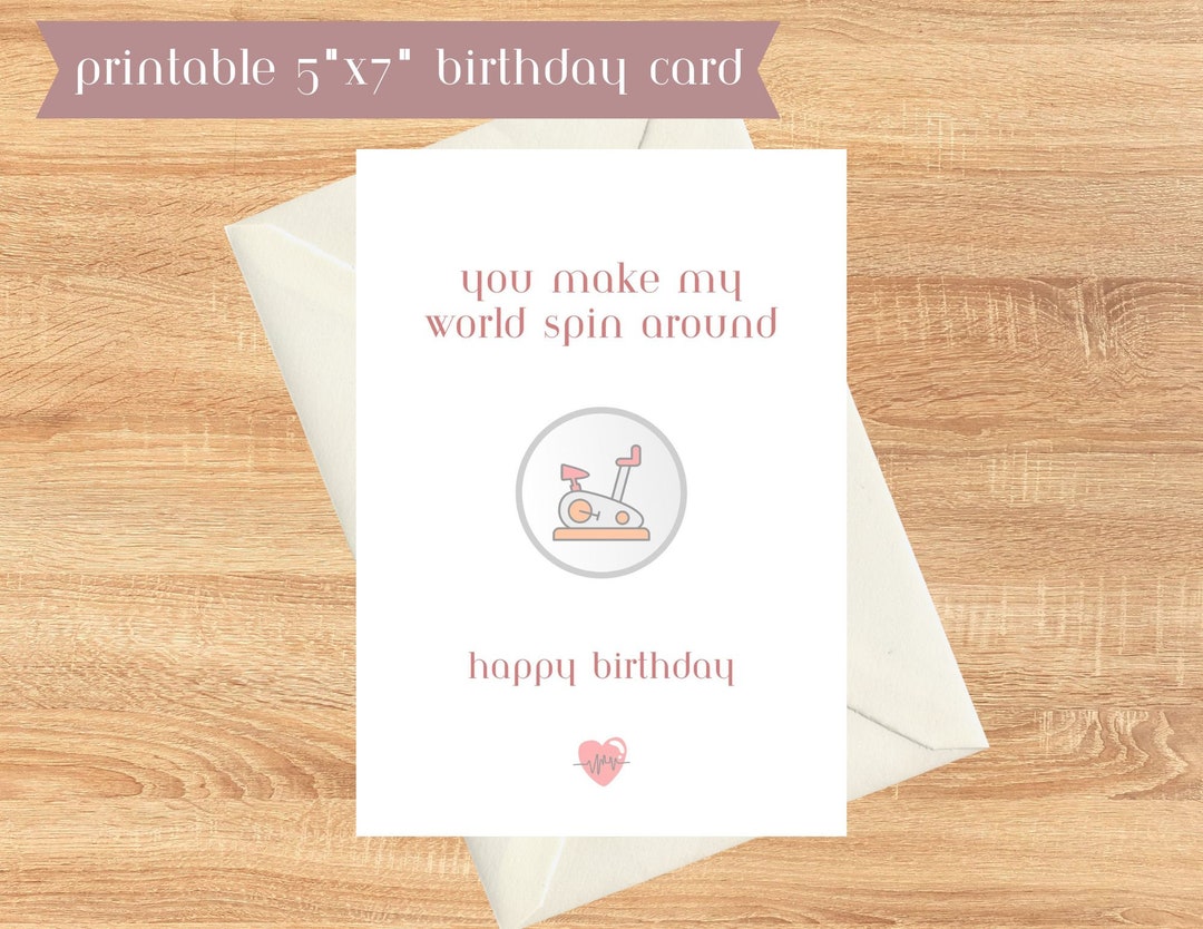 Printable Birthday Card for Spin Class Lovers Romantic - Etsy
