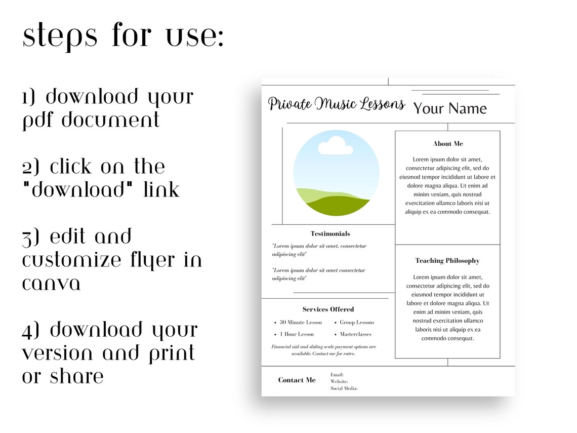 Music Teacher Private Lessons Flyer Template | Advertise Your Private ...