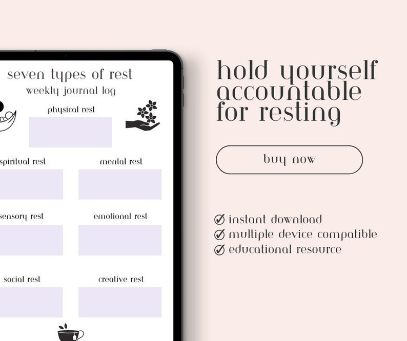 Seven Types of Rest Digital Journal Template | Wellness Journal | iPad ...