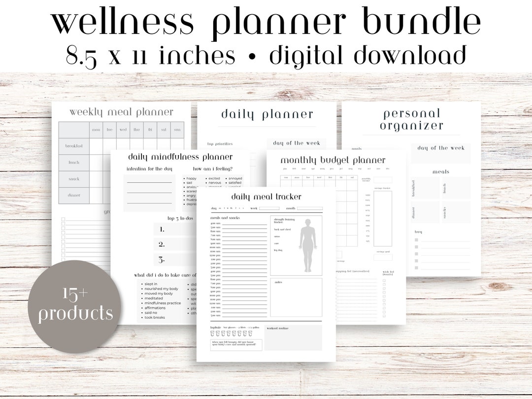 Health and Wellness Digital Planner Bundle | Contains Planner Templates ...