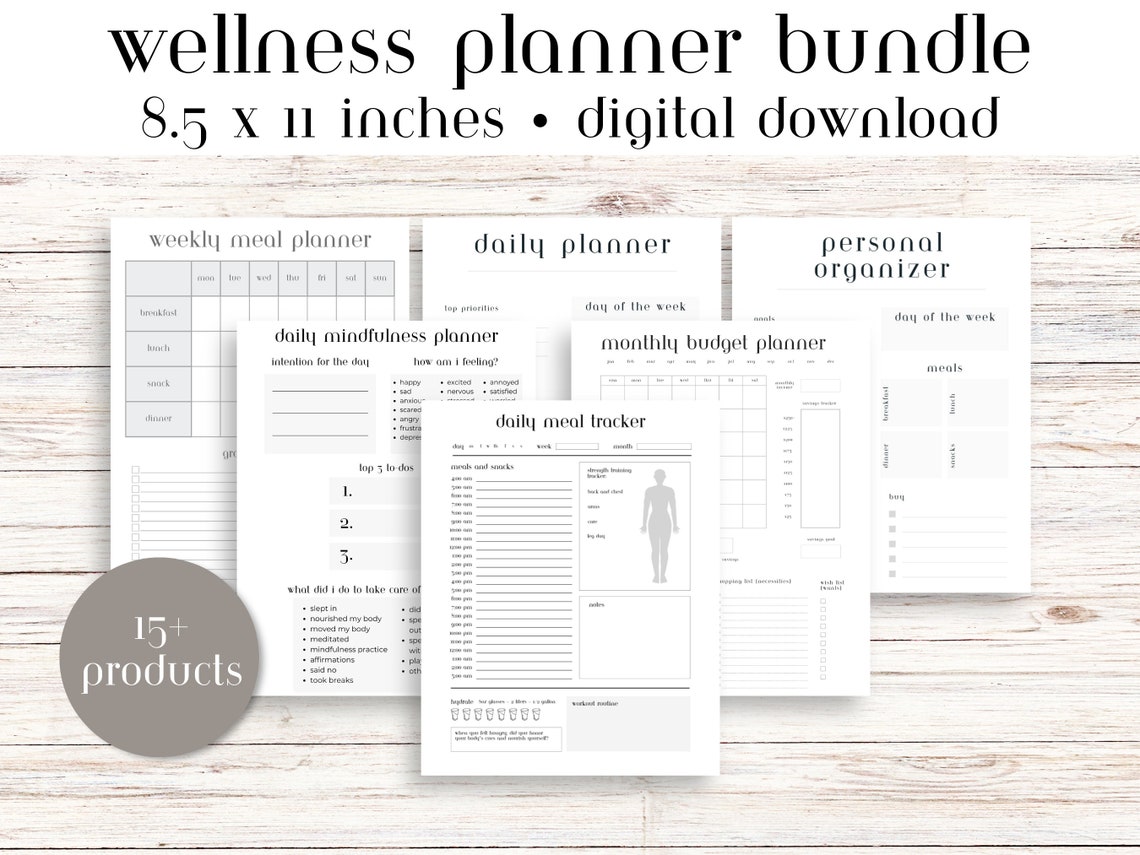 Health and Wellness Digital Planner Bundle | Contains Planner Templates ...
