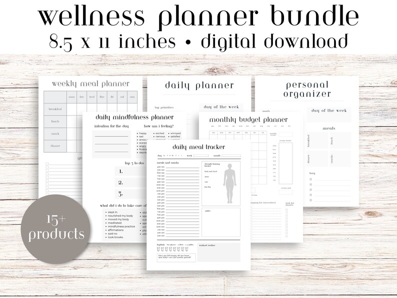 Health and Wellness Digital Planner Bundle | Contains Planner Templates ...