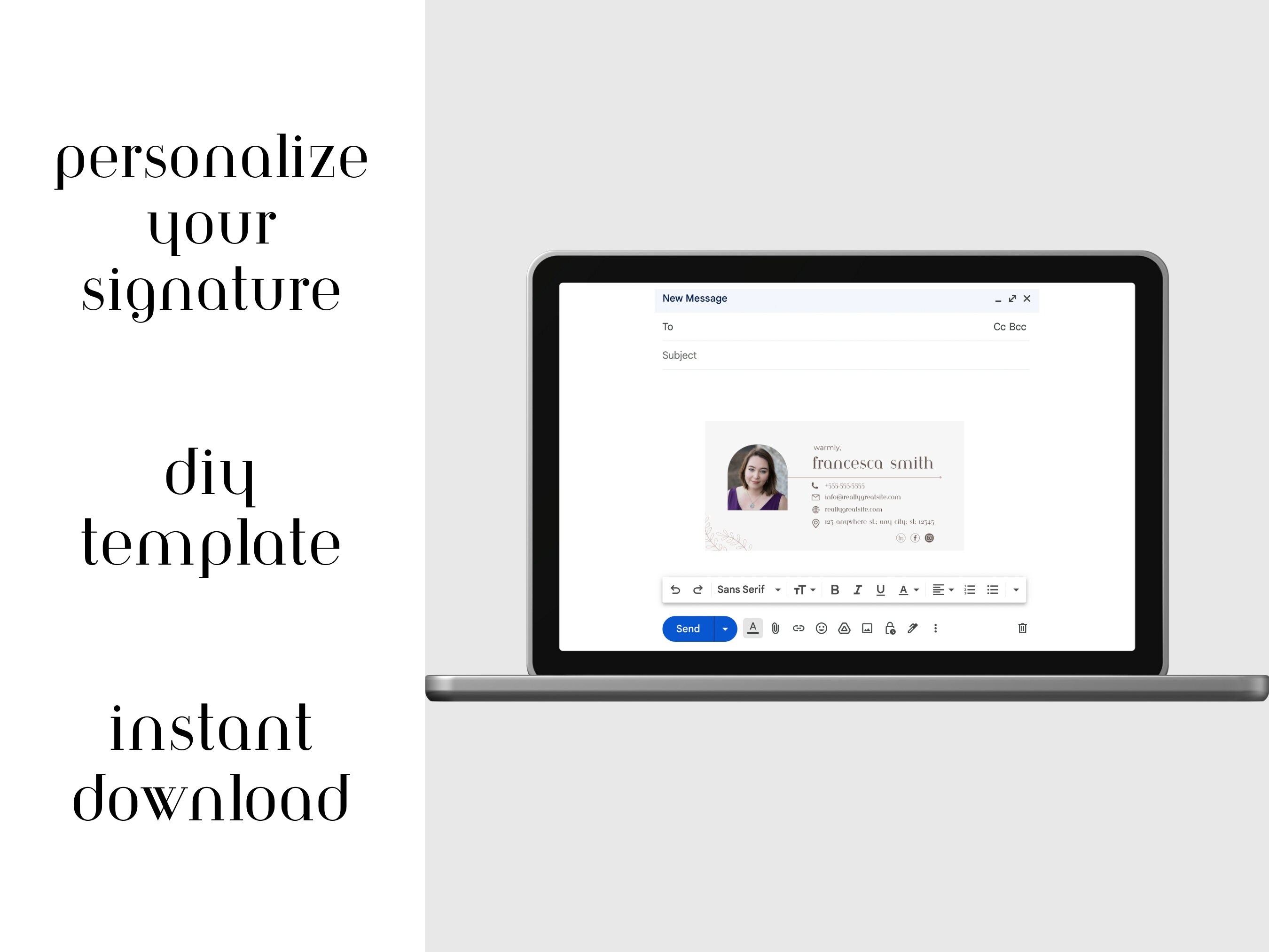 Email Signature Template With Photo and Social Media Icons Editable ...