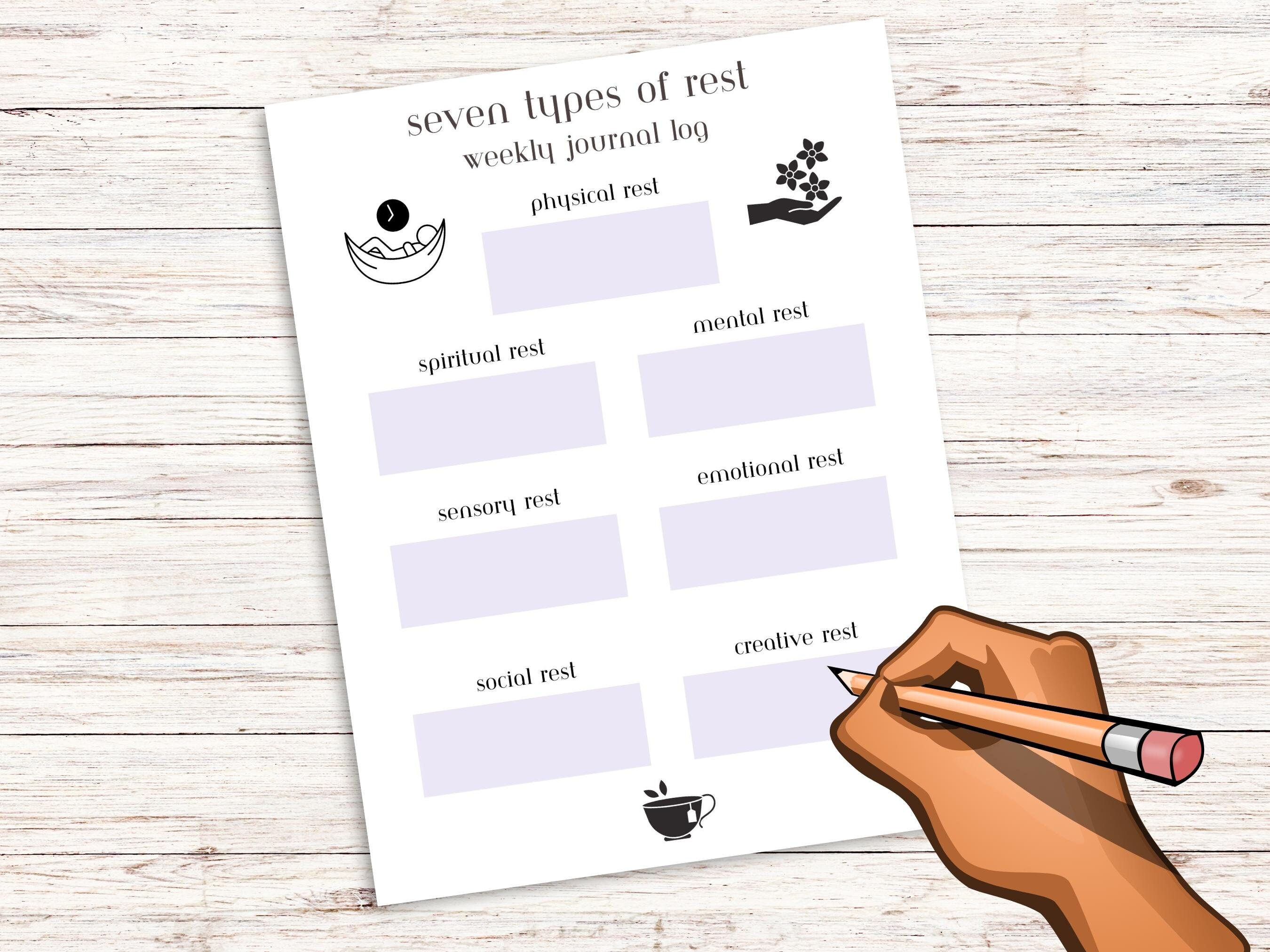 Seven Types of Rest Digital Journal Template | Wellness Journal | iPad ...