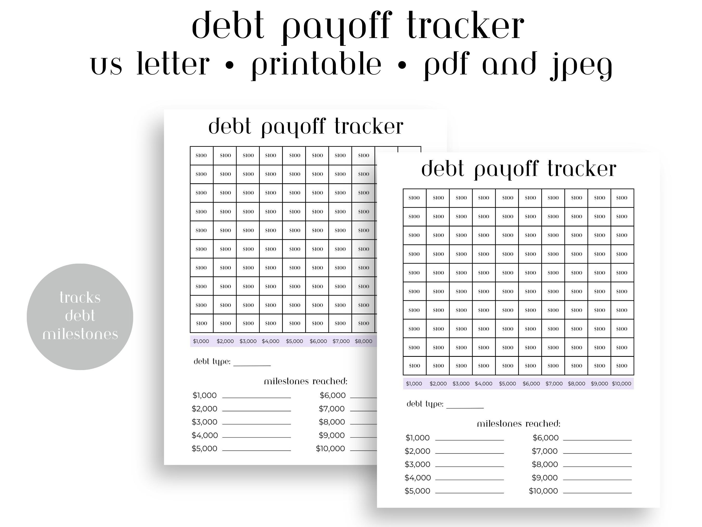 Debt Payoff Tracker Chart Printable Debt Planner Available in PDF and ...