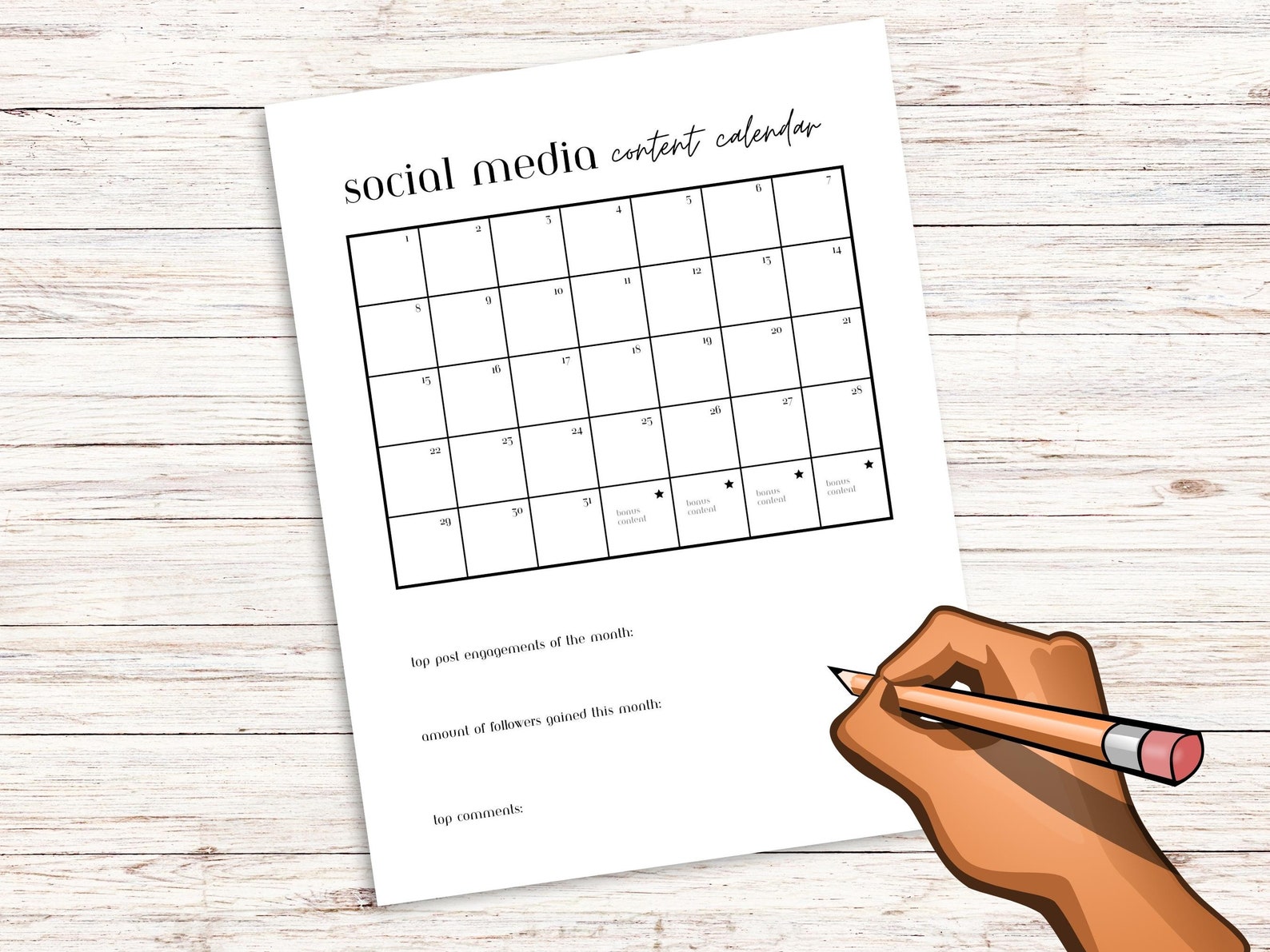 Social Media Content Planner Calendar | Digital/printable Calendar for ...