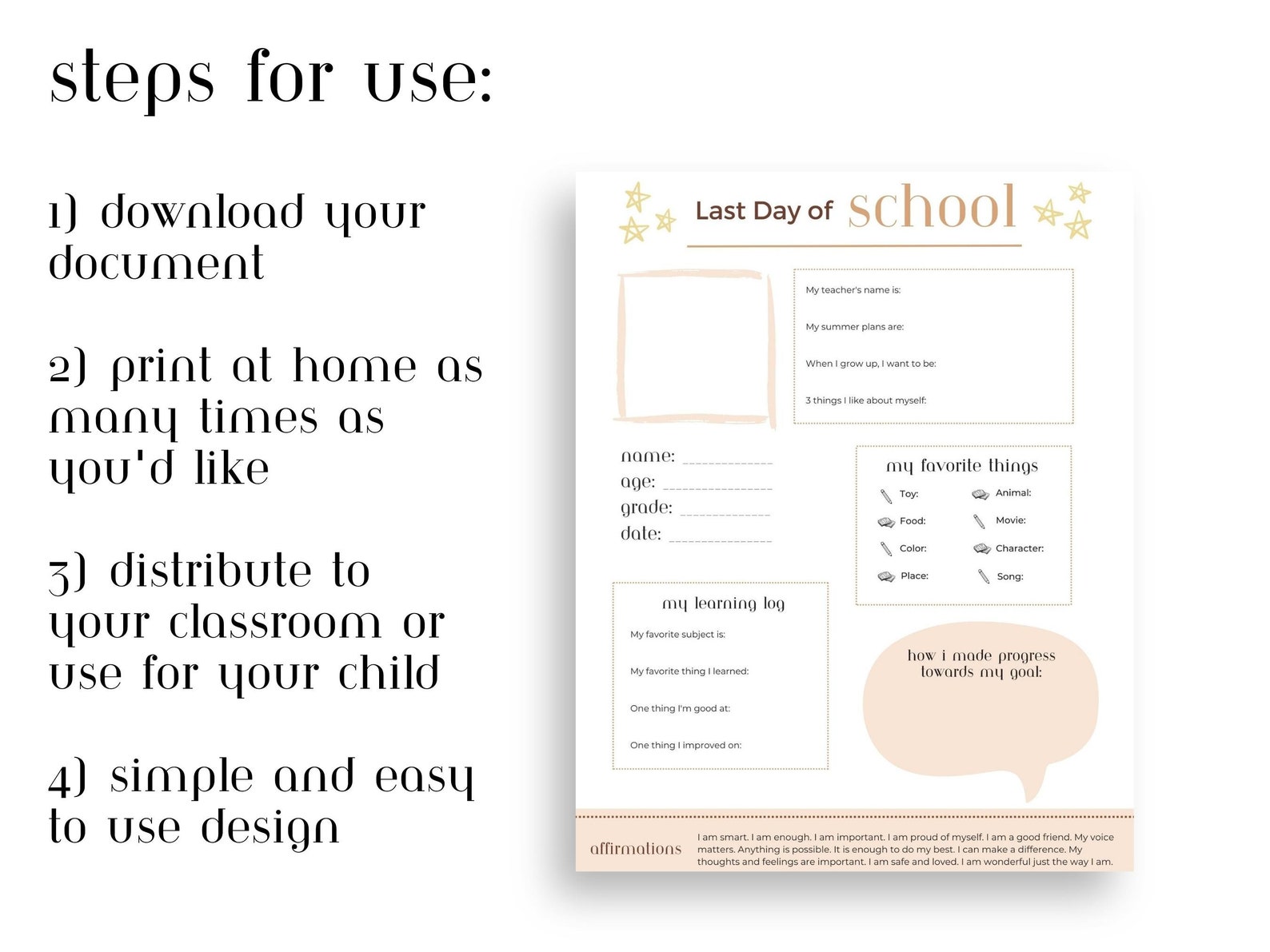 Classroom Introductions Printable | Back to School Printable and ...