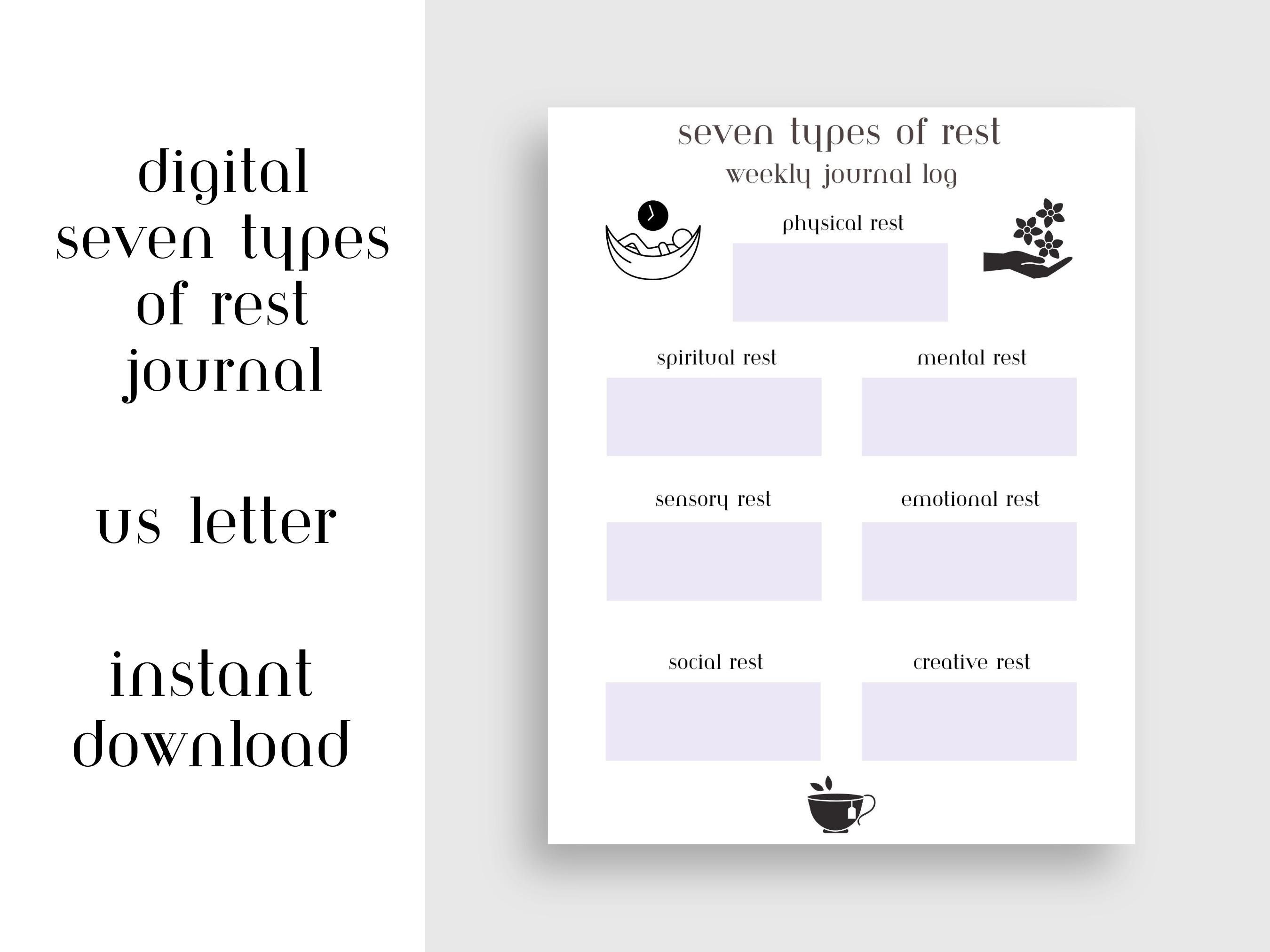 Seven Types of Rest Digital Journal Template | Wellness Journal | iPad ...